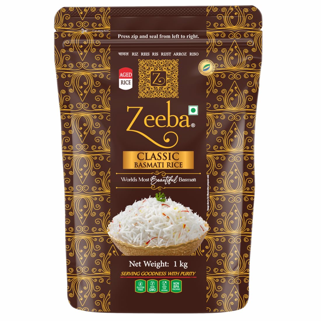 Zeeba Classic Aged Basmati Rice(Extra Long Rice) 1 Kg : Amazon.in ...