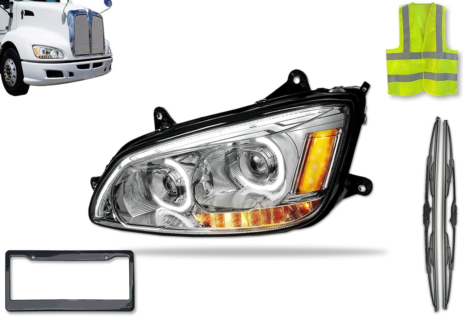 Amazon.com: KOZAK Chrome Housing LED Headlight Assembly + Turn Signal ...