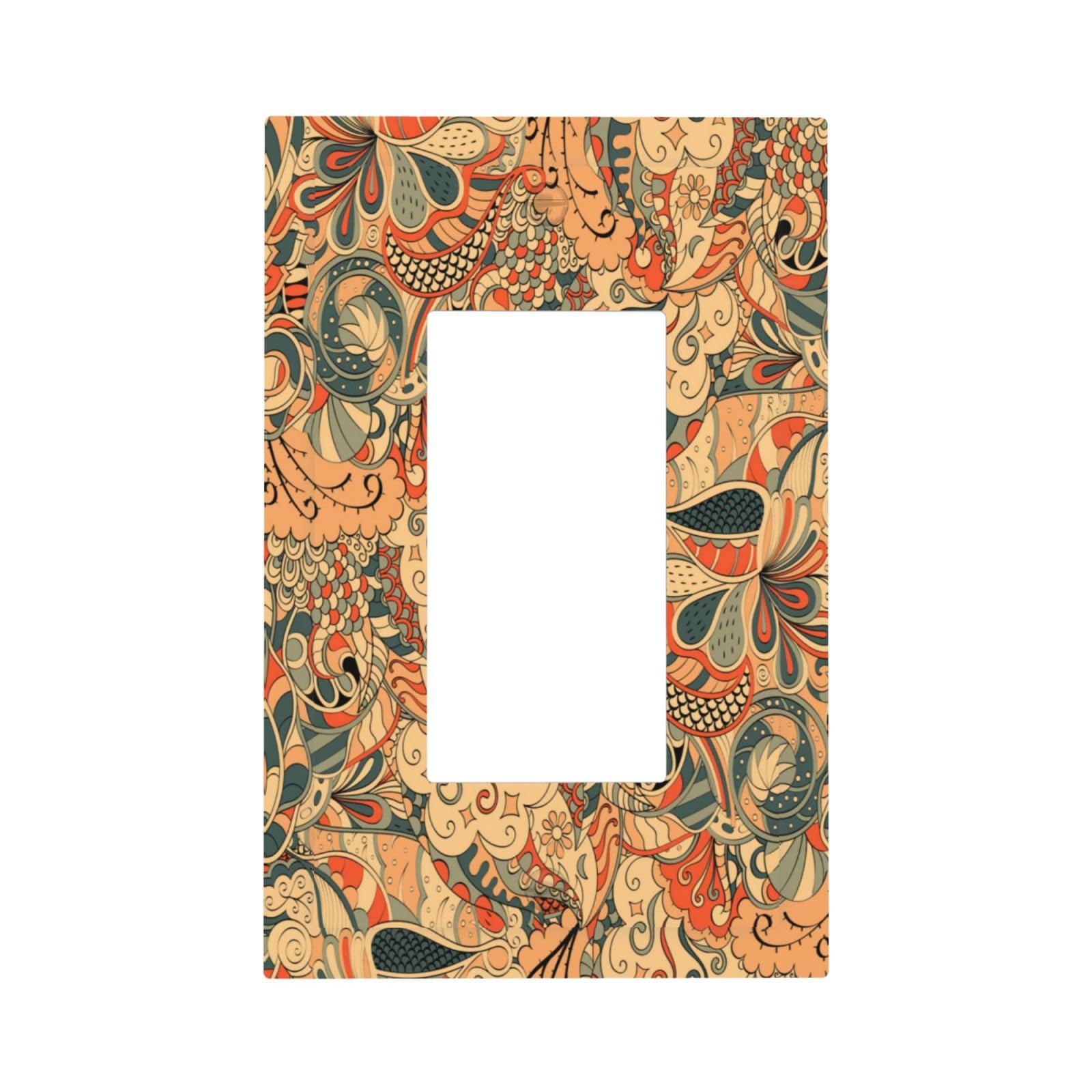 William Morris Boho Orange Mandala Single Rocker Light Switch Cover 1 ...