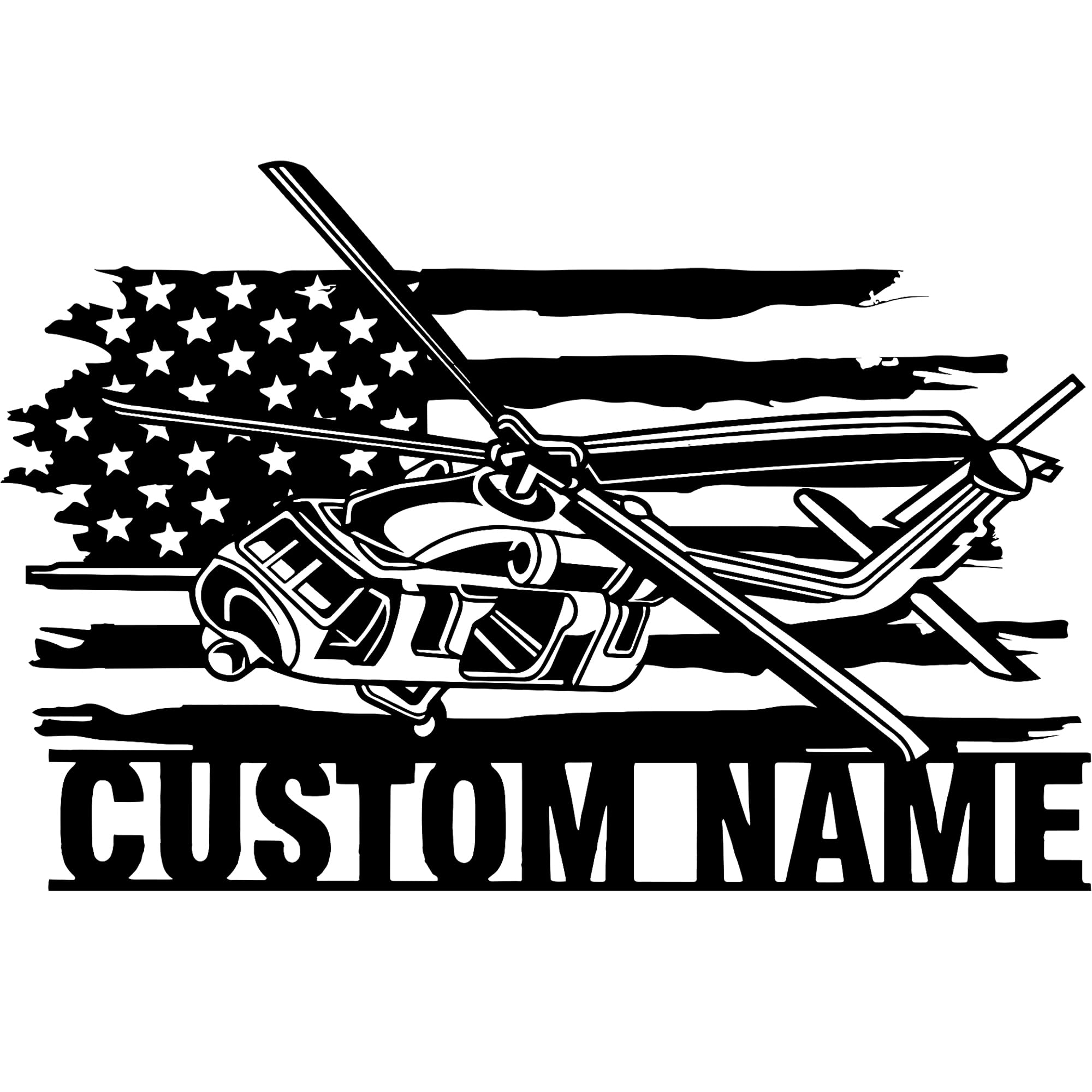 Amazon.com : Custom US Black Helicopter Metal Wall Art, Helicopter Name ...