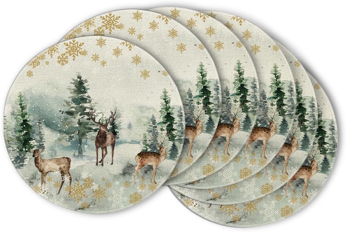 Amazon.com: Artoid Mode Watercolor Deer Trees Snowflakes Christmas ...