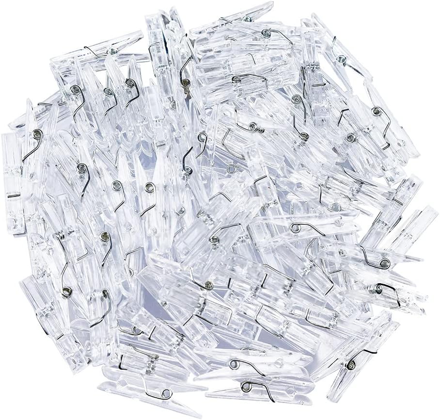Amazon.com: 100 Pcs Mini Clear Photo Clips, Mini Clothespins Clip ...