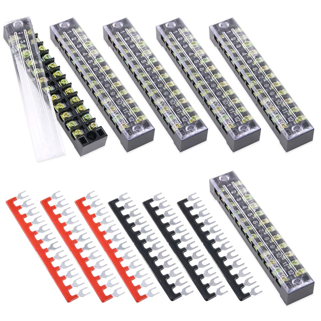 Hilitchi 12pcs 600V 15A 12 Position Double Row Screw Terminal Strip and ...