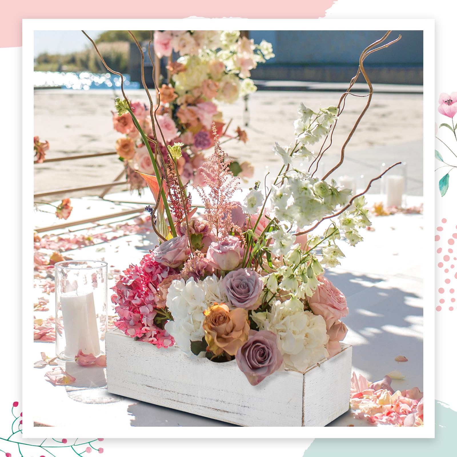 Snapklik.com : Dandat 4 Set Rectangle Wooden Planter 12x4 Inch Wood ...