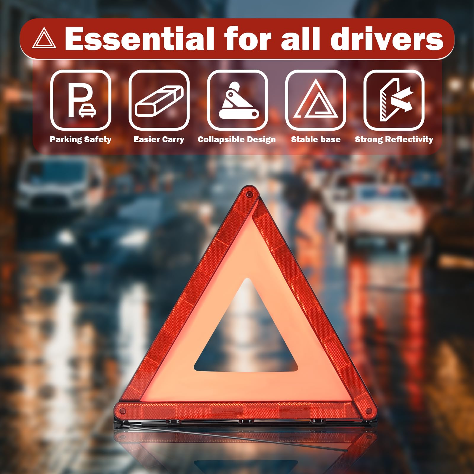 Snapklik.com : Cureder Emergency Warning Triangles, 6 Pack