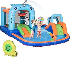 Outsunny 13.8 x 12FT Large Inflatable Water Slide Bouncy Castle ...