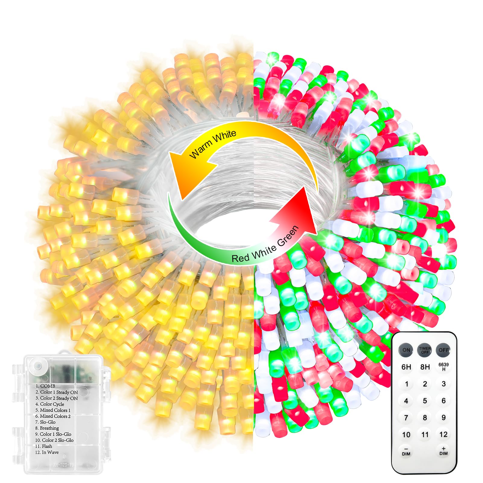 Wireless String Of Christmas Lights Ollny 100 LED Warm White Battery