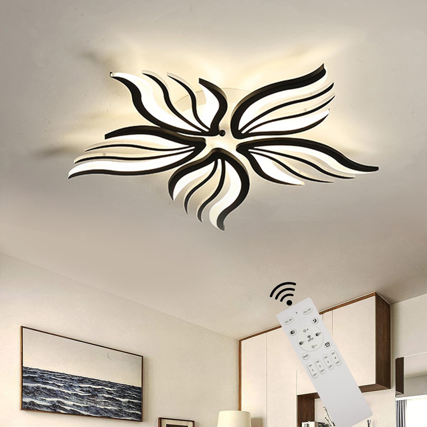 LED Ceiling Light Dimmable Modern Flower Shape Flush Mount Ceiling Lamp ...
