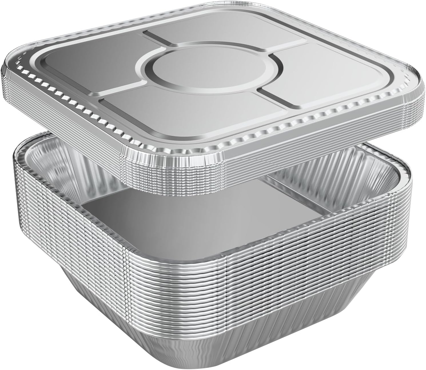 Amazon.com: 8x8 Disposable Aluminum Pans With Lids - 20 Pack Foil Pans ...