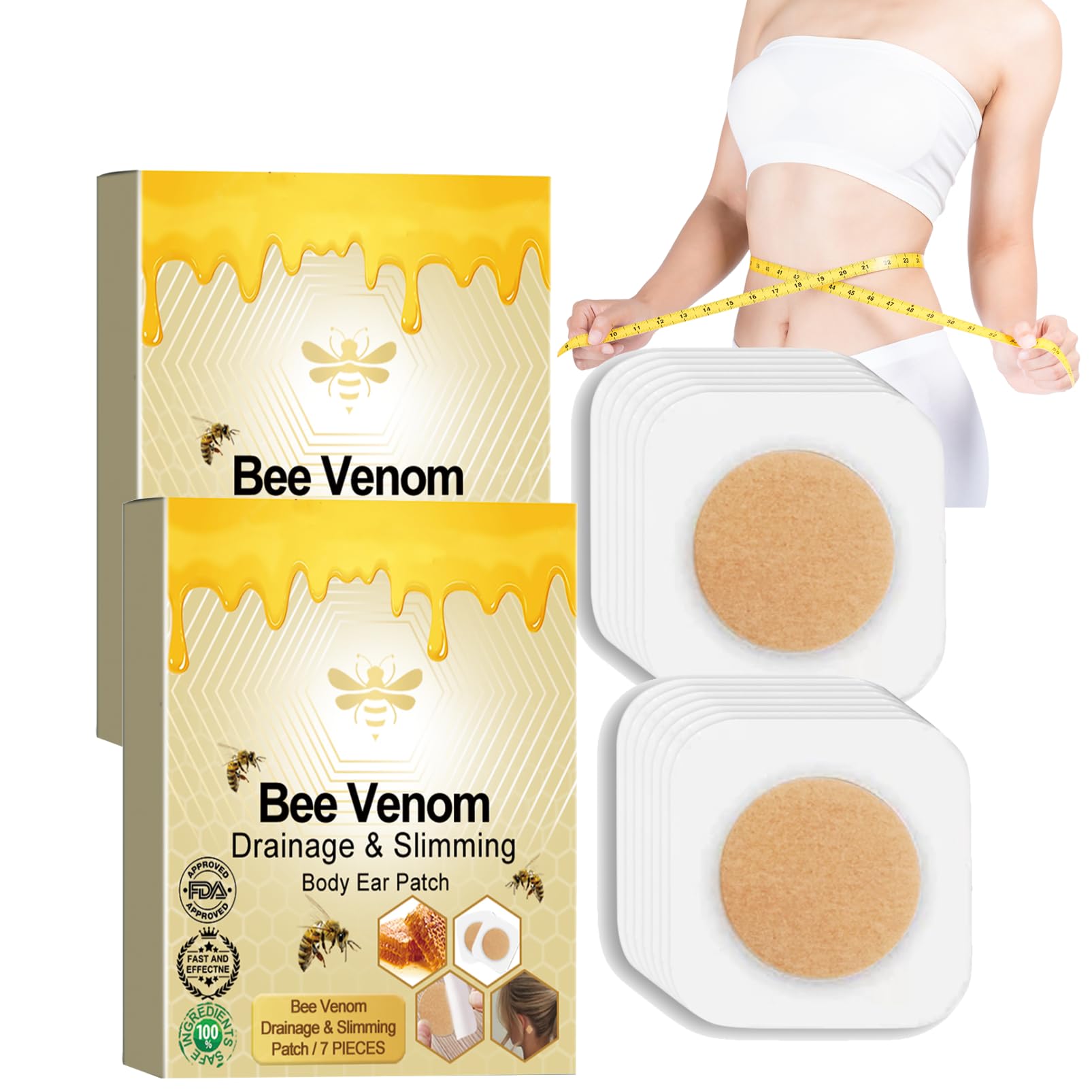 Bee Venom Lymphatic Drainage Patches – 14pcs Bee Venom Patches – Bee ...