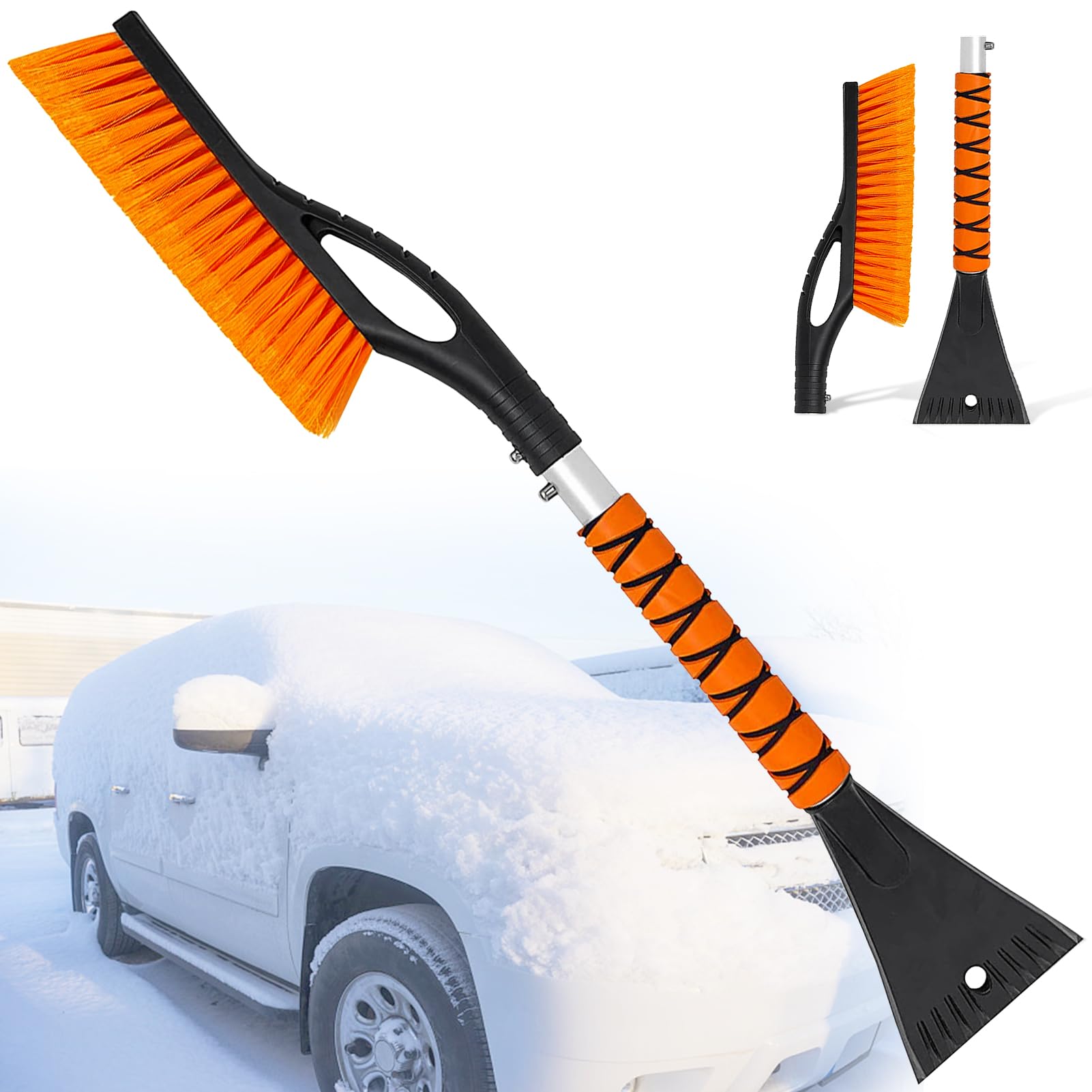 Amazon.com: UMUACCAN Snow Brush with Ice Scrapers, Orange Car Snow ...