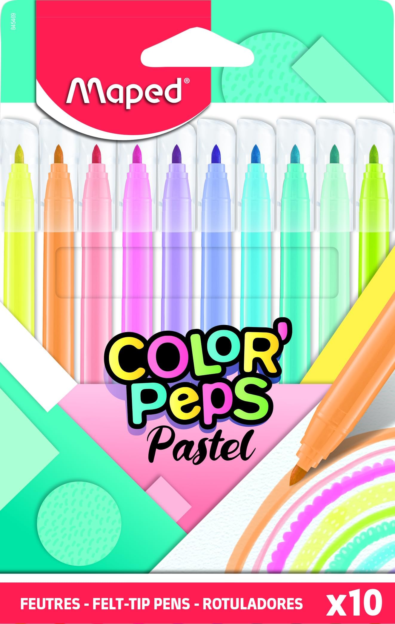 Maped Pastel Felt Tip Pens x10 Pastel Colouring Felt Pens Multicolour ...