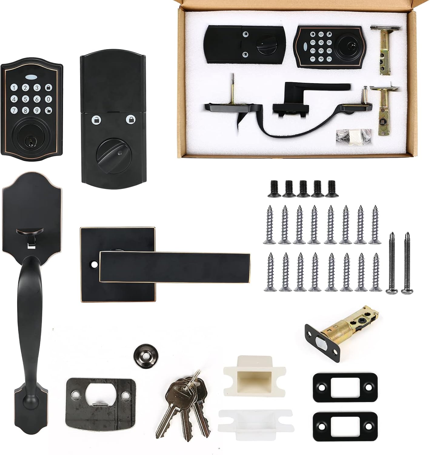 Keyless Entry Door Lock with 2 Handles, Electronic Keypad Deadbolt ...