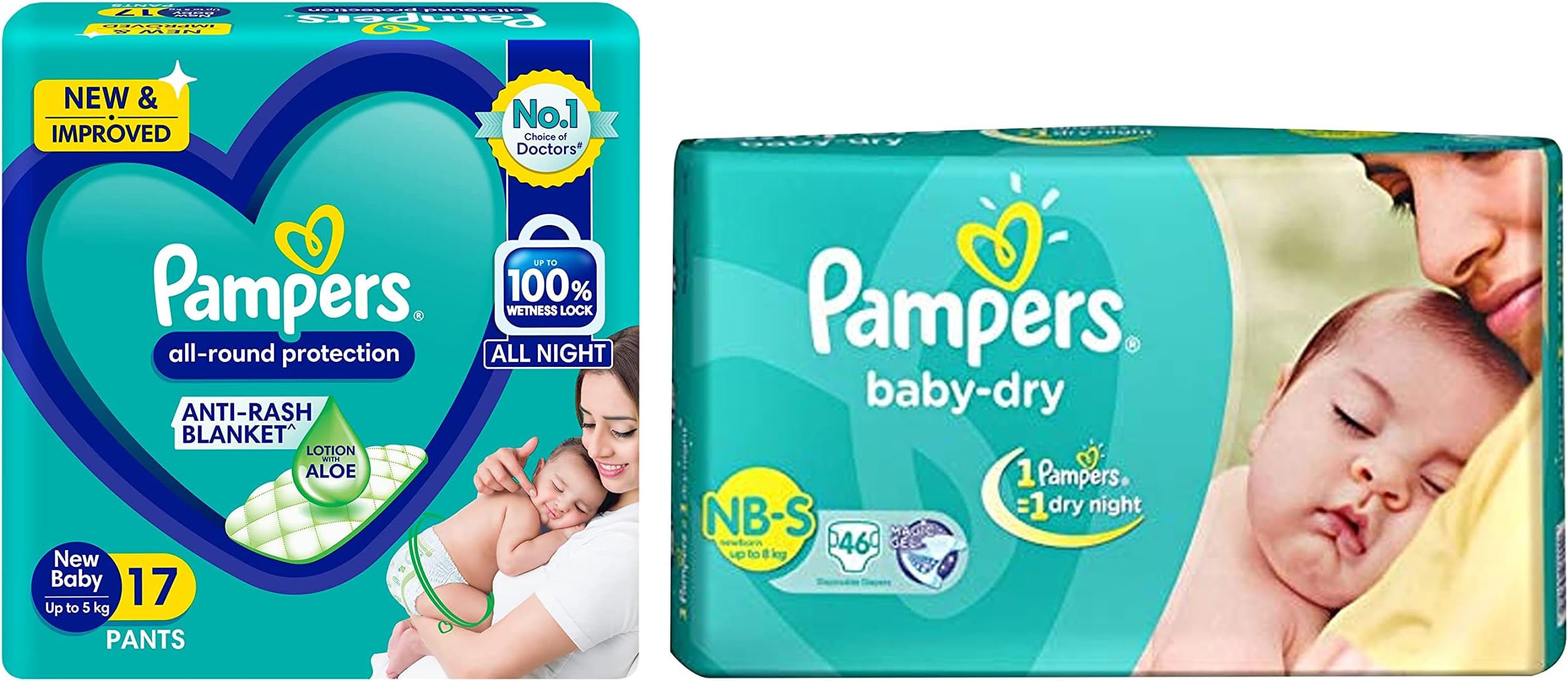 Buy Pampers Taped Baby Diapers, Small (SM), 46 count & Pampers All ...