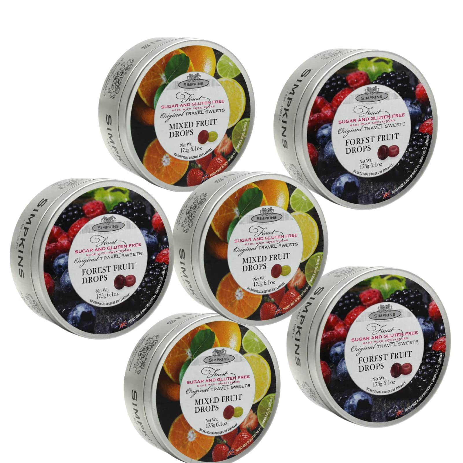 Original Sugar Free Travel Sweets Tin 6 Pack Bundle Contains 3 x ...