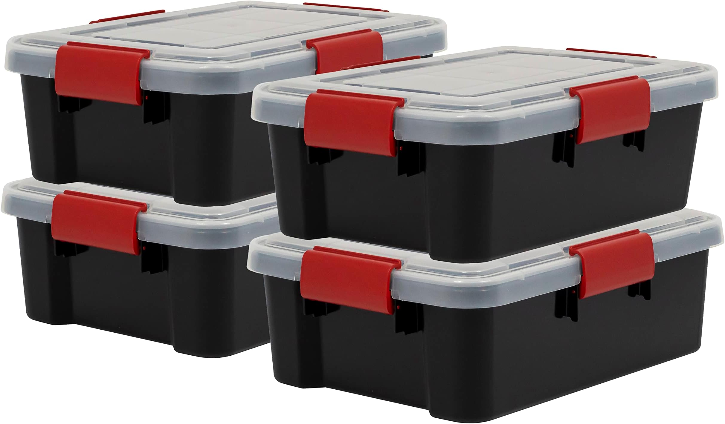 Iris Ohyama Airtight Plastic Storage Boxes with Lids, 10L, Set of 4 ...