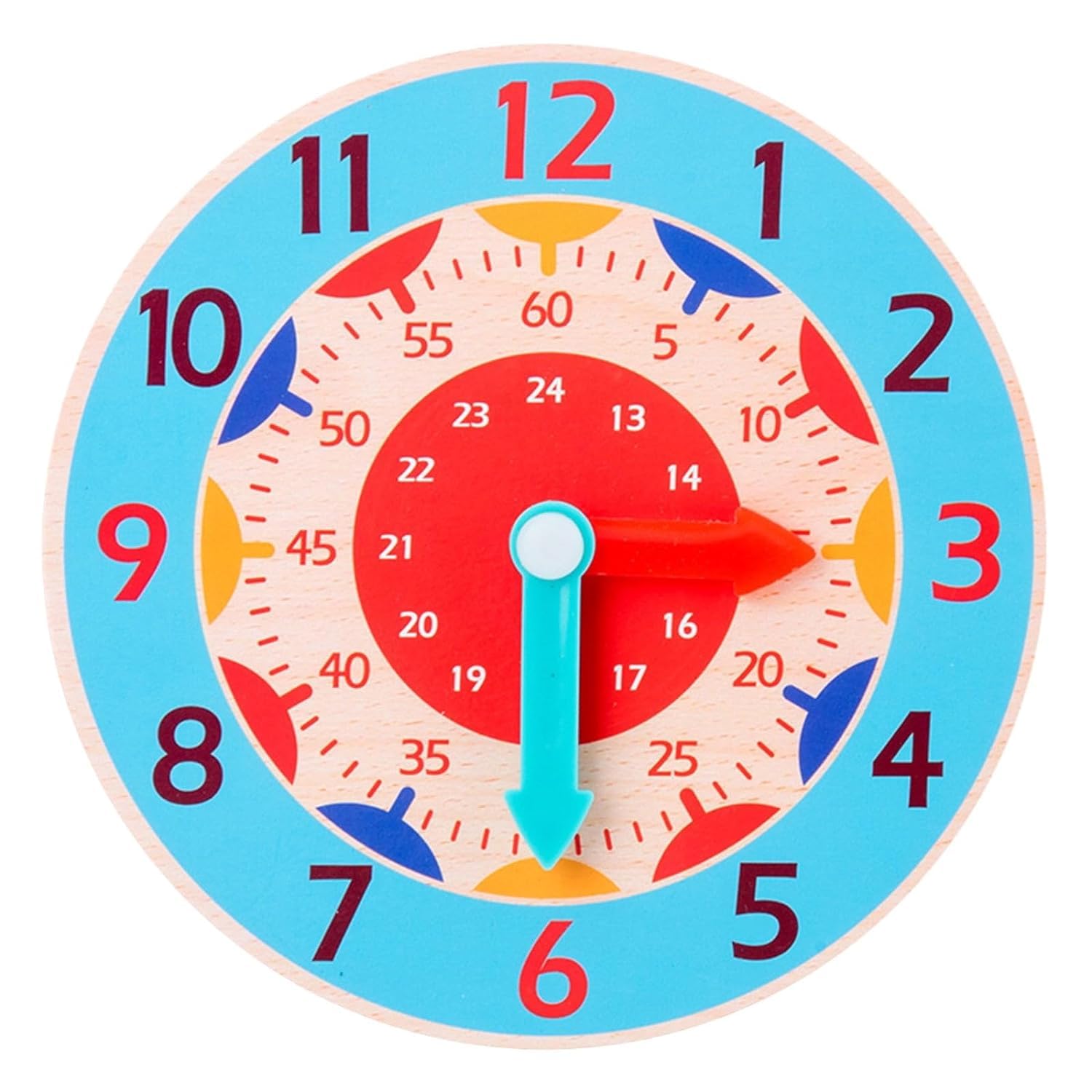 Buy Wooden Shape Sorting Large Clock, Teach Time-Reading, Story-Telling ...