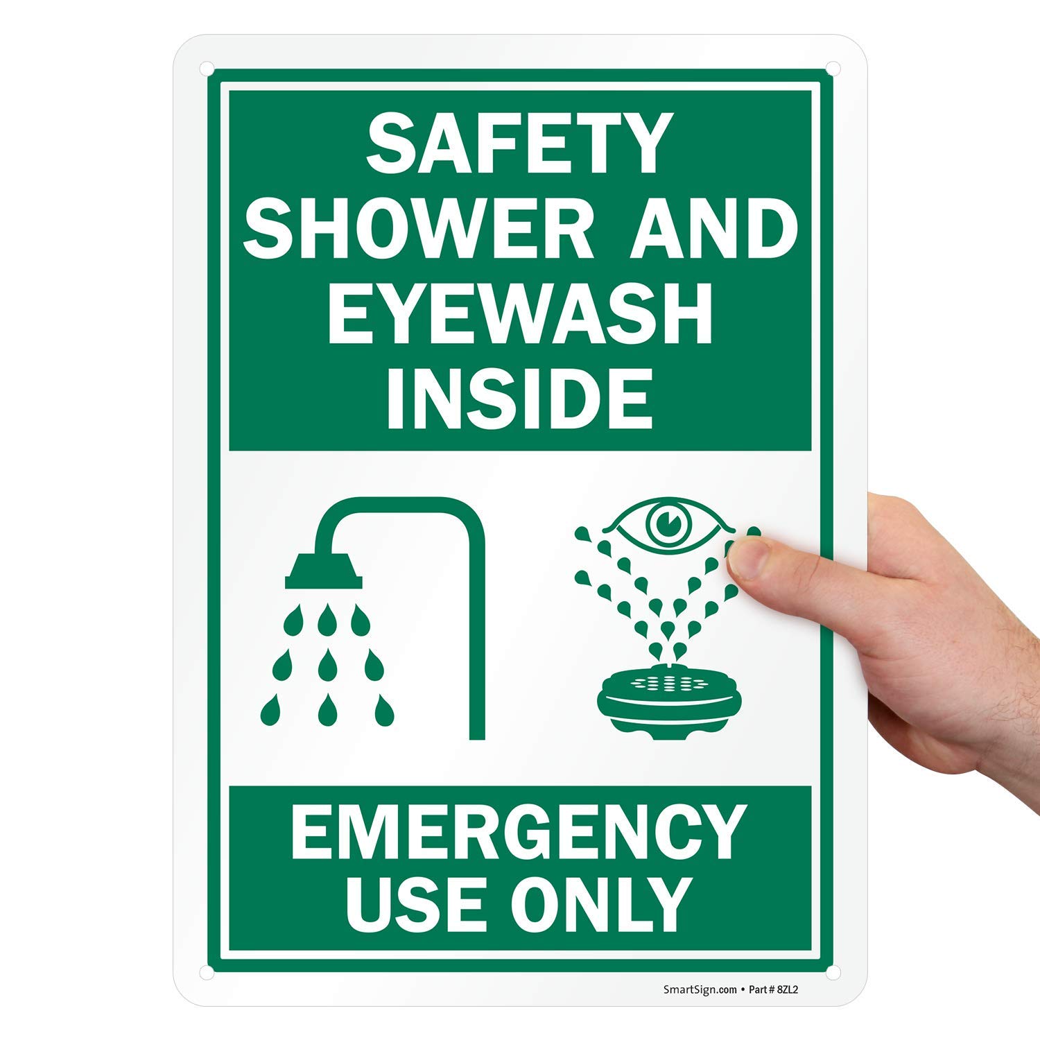 SmartSign "Safety Shower and Eyewash Inside - Emergency Use Only" Sign ...