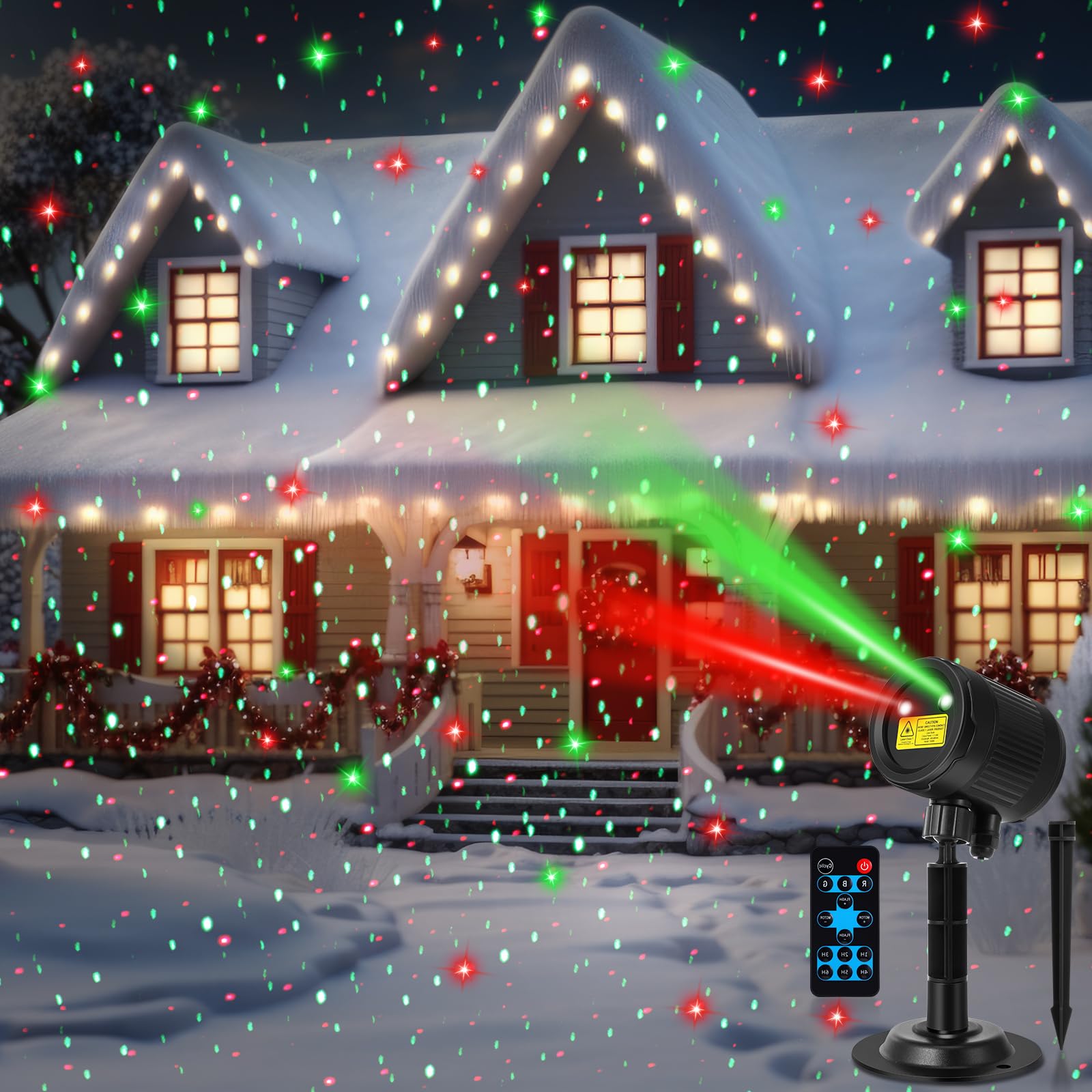 Amazon.com: Honoson 1 Pcs Christmas Laser Projector Lights Outdoor RGB ...