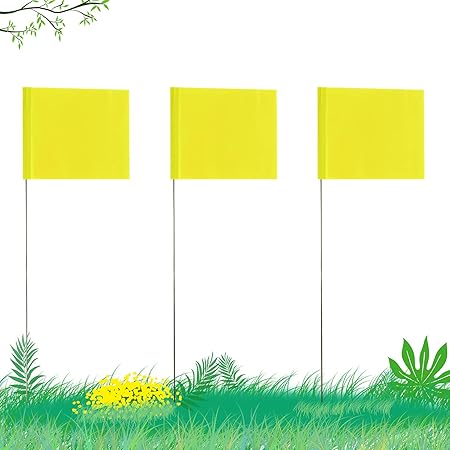 Amazon.com: 50 Pack Marking Flags Marker Flags for Lawn, IKAYAS 4 * 5 ...