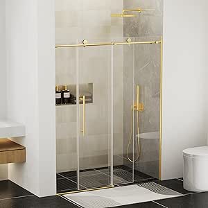 Findepot Frameless Sliding Shower Door 56-60 in W x 75 in H,Frameless Shower Door with 5/16 ...
