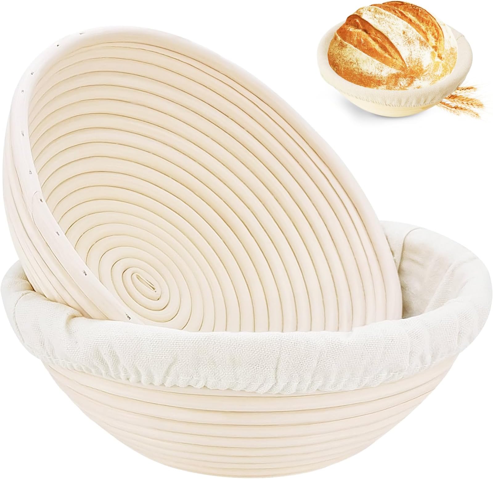 Amazon.com: Bulka Large Round 9" 1kg Groove Banneton Bread Proofing ...