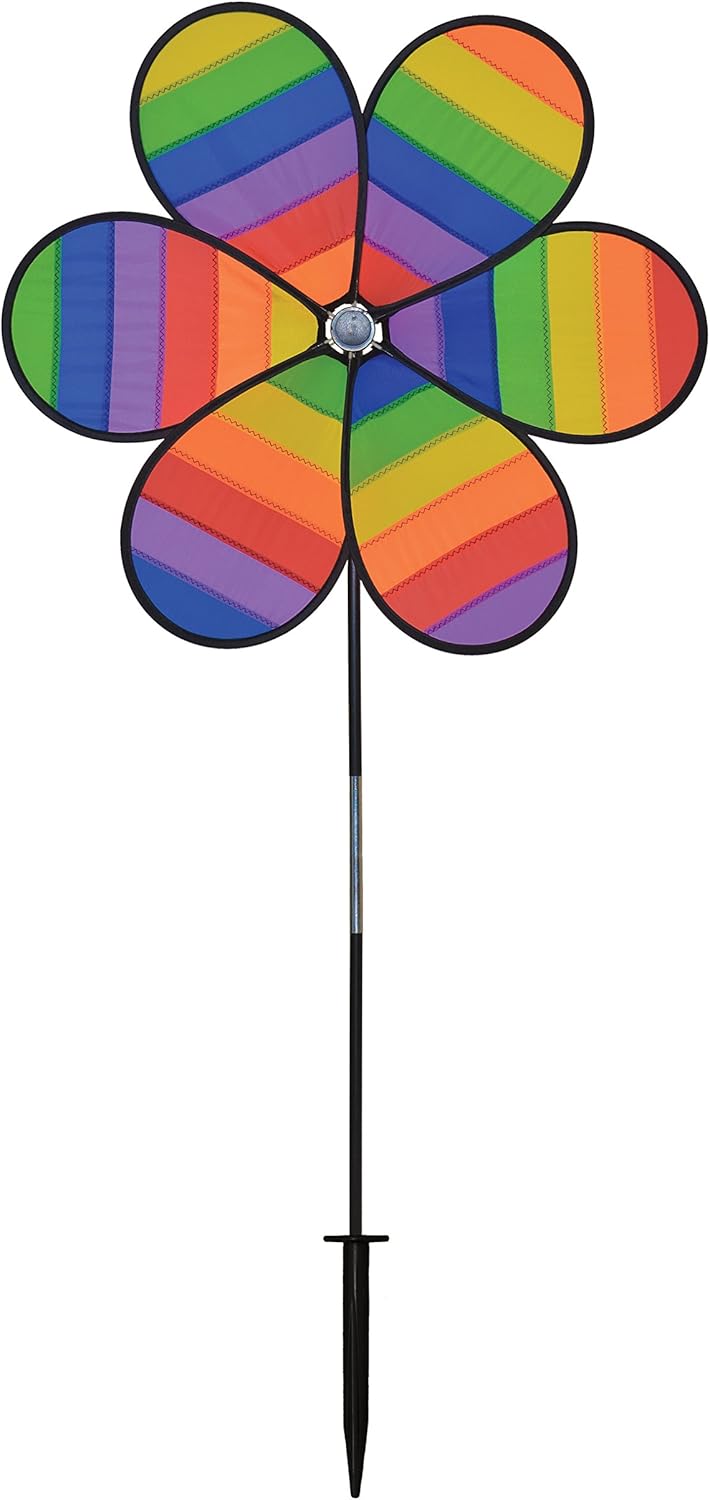 Amazon.com: In the Breeze 6-Petal Flower Spinner, 19.5-Inch Rainbow ...