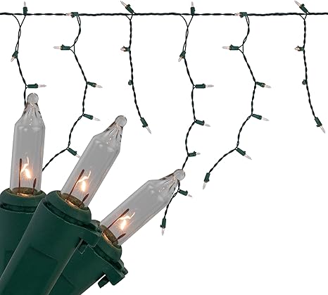 Amazon.com : Northlight 100-Count Clear Mini Icicle Christmas Lights, 5 ...