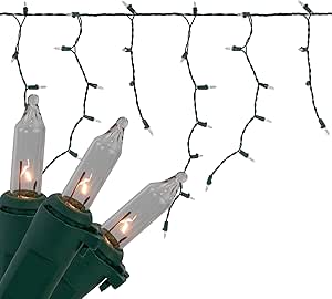 Amazon.com : Northlight 100-Count Clear Mini Icicle Christmas Lights, 5 ...