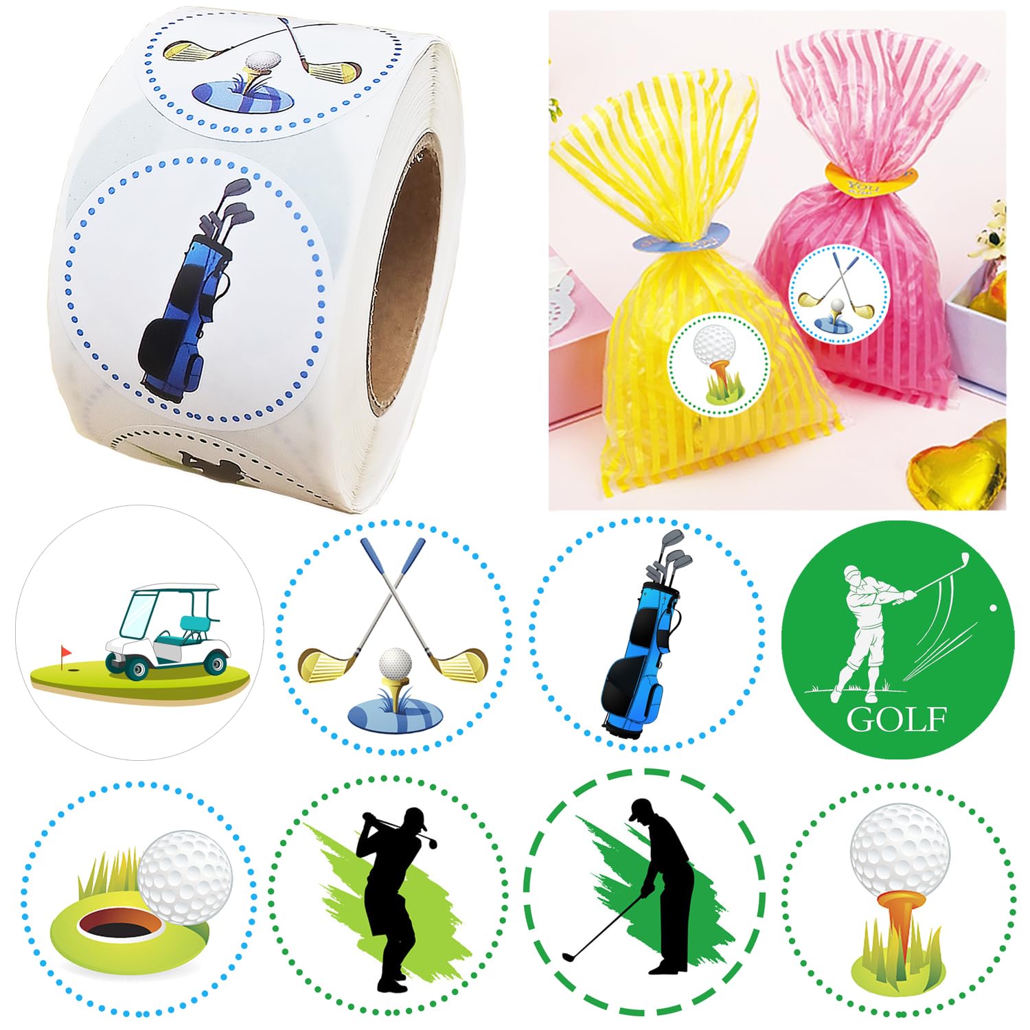Amazon.com: 500 Golf Themed Party Decorations Labels Roll Stickers ...