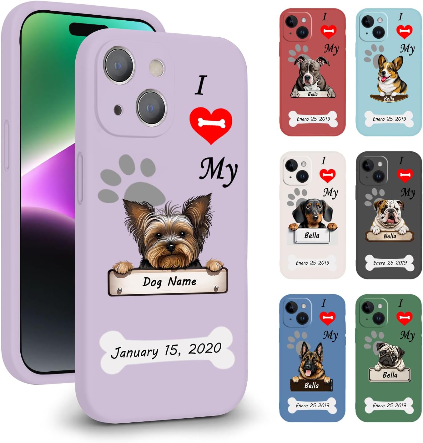 Amazon.com: VNGDA Custom Pet Name I Love My Yorkshire Terrier Dog Phone ...