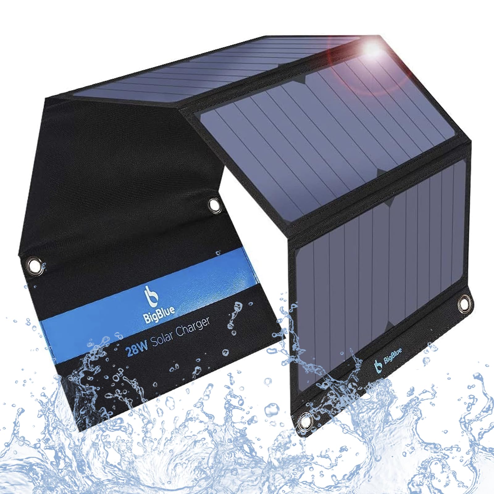 BigBlue 3 USB Ports 28W Solar Charger (5V/4.8A Max Total) Foldable ...