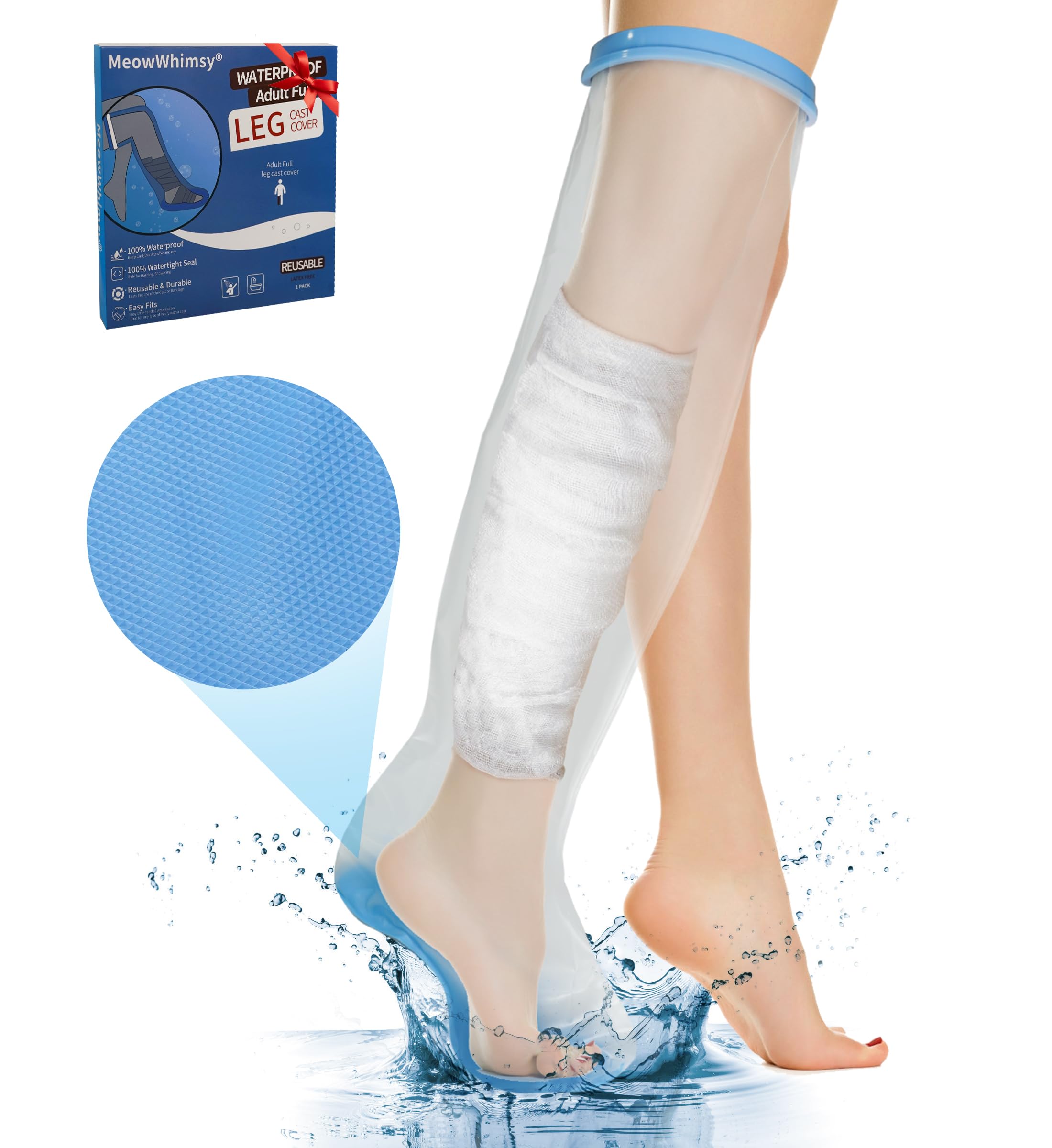 Amazon.com: MeowWhimsy Waterproof Cast Cover for Shower Full Leg Adult ...