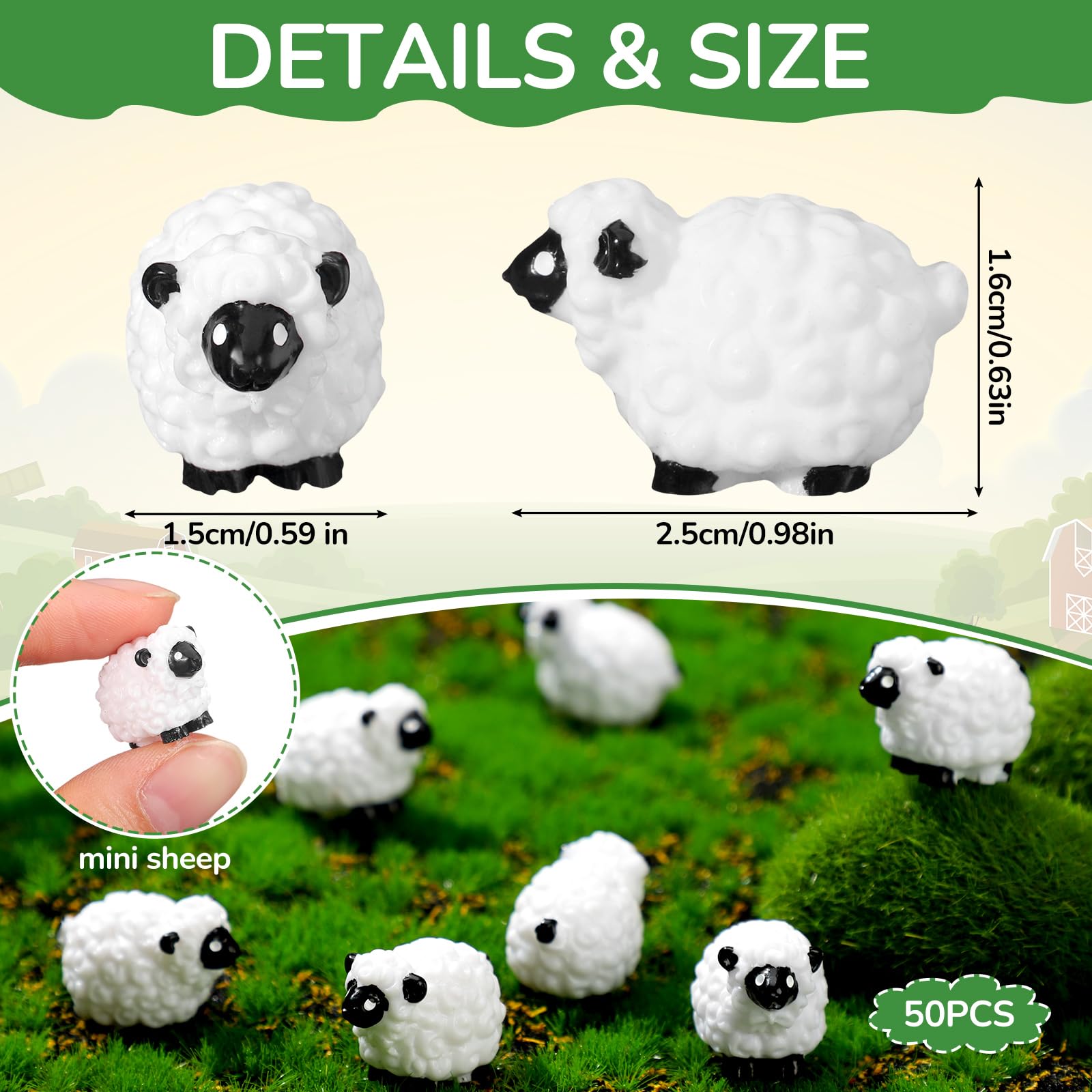 Snapklik.com : Suzile 50 Pcs Miniature Sheep Figurines White Figure ...