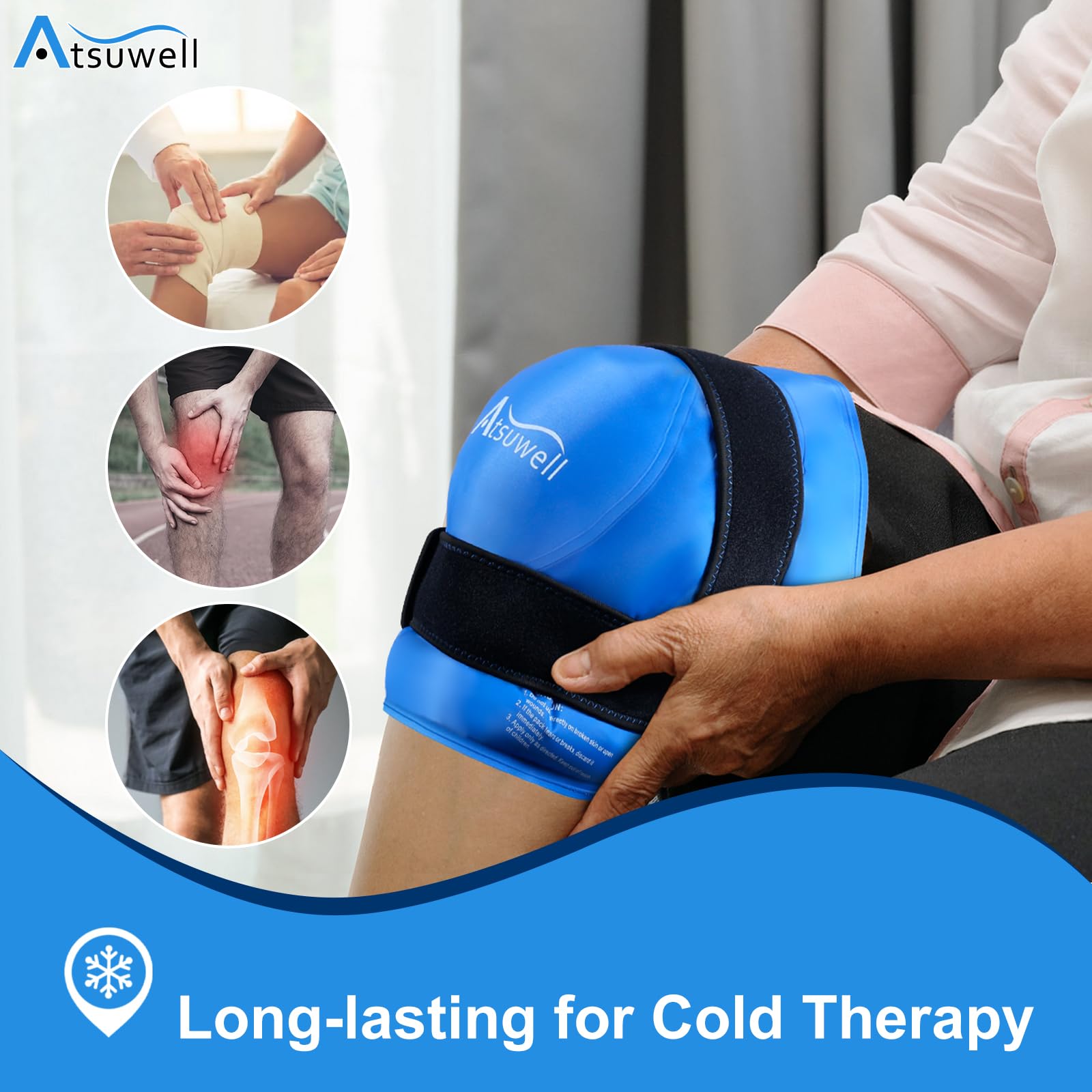 Snapklik.com : Atsuwell 20 XXL Knee Ice Pack Wrap Around Entire Knee, Large Gel Ice Packs For ...