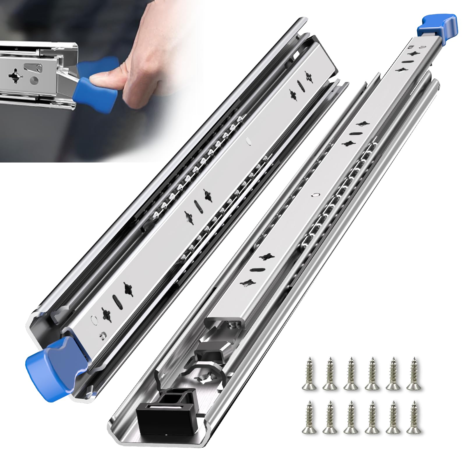 SLIDEWAY 260 Lbs Heavy Duty Locking Drawer Slides 1 Pair 12 14 16 18 20 ...