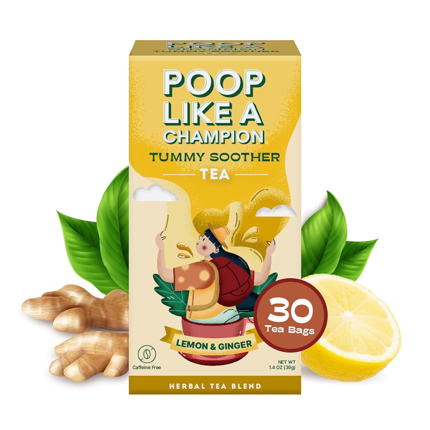 Amazon.com : Poop Like A Champion Tummy Soother Lemon Ginger Tea, 30 ...