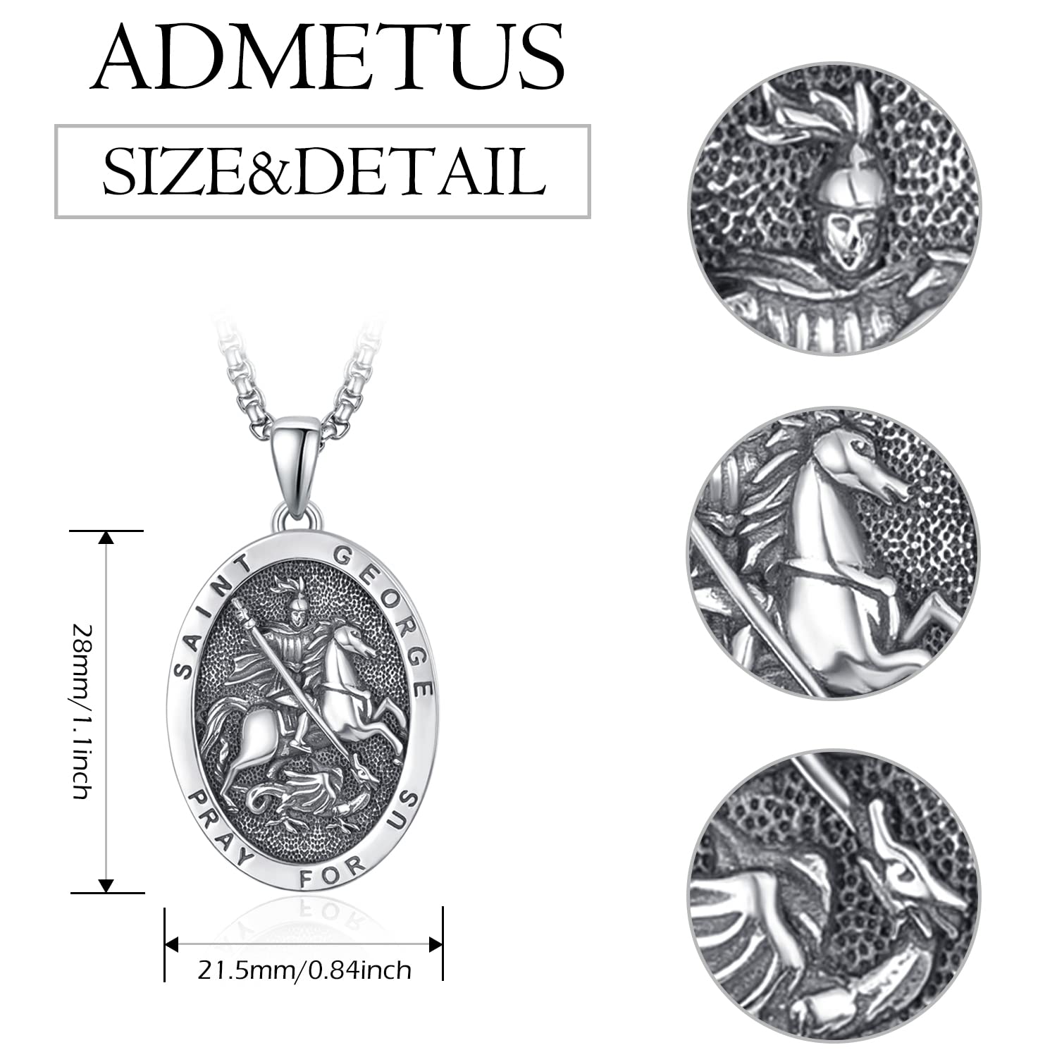 Snapklik.com : St George And The Gragon Medal Sterling Silver Saint ...
