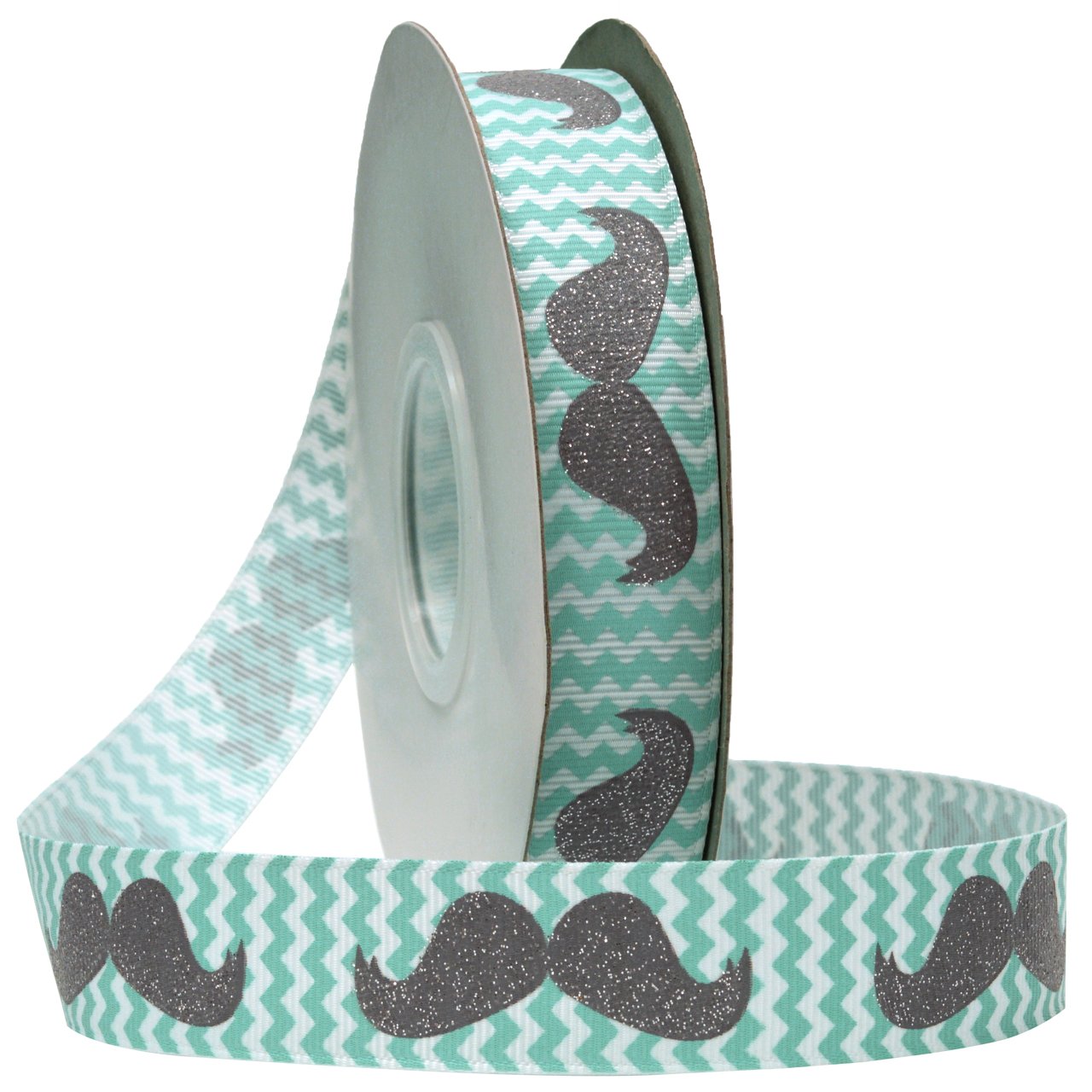 Amazon.com: Morex Ribbon Mustache Chevron Glitter Grosgrain Fabric ...