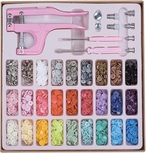 Amazon.com: Plastic Snap Fastener Kit, Plastic and Metal Snap Buttons ...