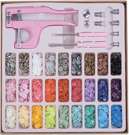 Amazon.com: Plastic Snap Fastener Kit, Plastic and Metal Snap Buttons ...