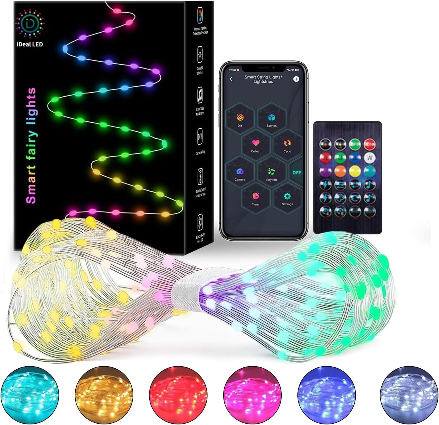 Amazon.com: Electight RGB Smart IC Fairy Lights [APP & Remote Control ...