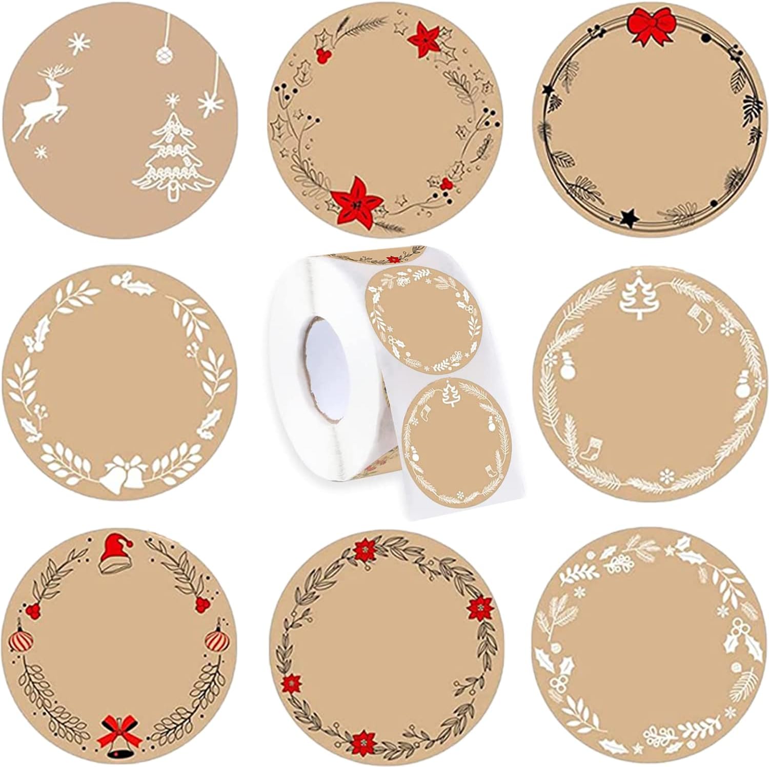 250 Stück Weihnachtsaufkleber zum Beschriften,7.5x5CM Aufkleber ...