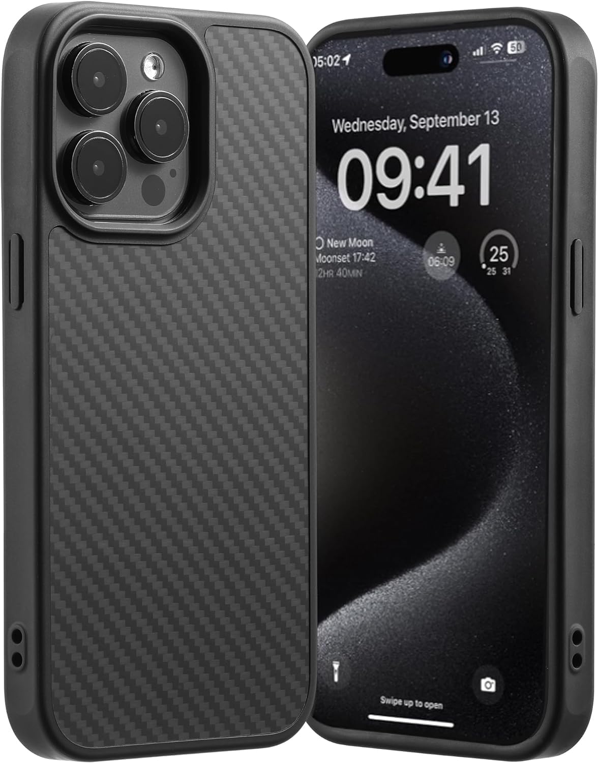 Amazon.com: Sisyphy Aramid Fiber Case for iPhone 15 Pro with Carbon Fiber Texture, Super Slim ...