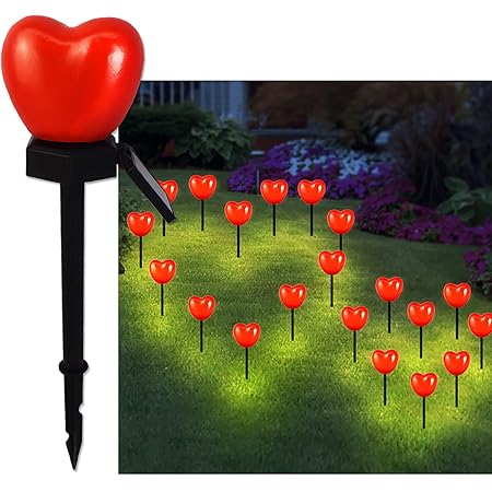 Valentine's Day Heart Lights Outdoor Decorations - Solar Heart-Shaped ...
