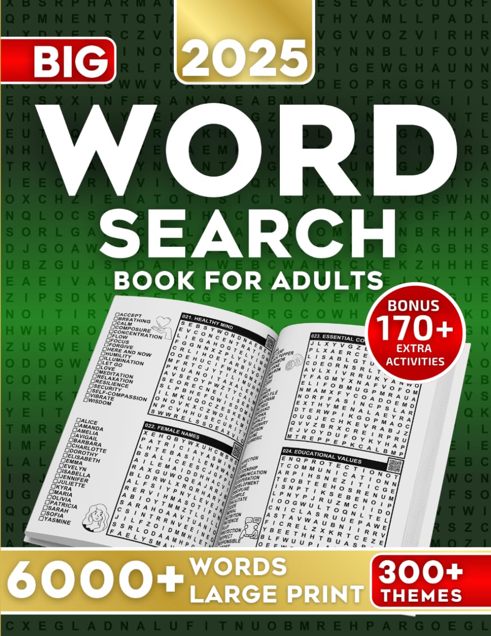 Word Search Book for Adults Large Print: 300+ Themed Puzzles with 6000 ...