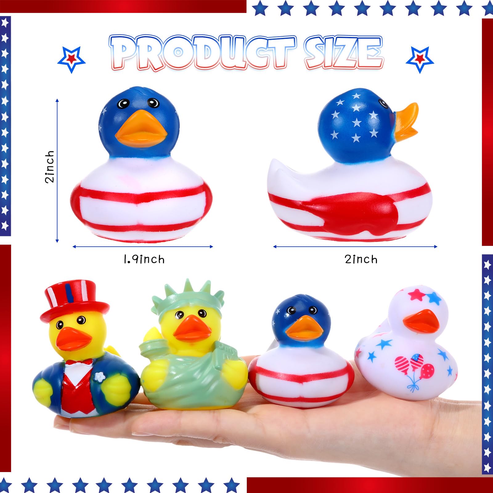 Snapklik.com : Jerify 72 Pcs 2 Inch Patriotic Rubber Ducks Summer Small ...
