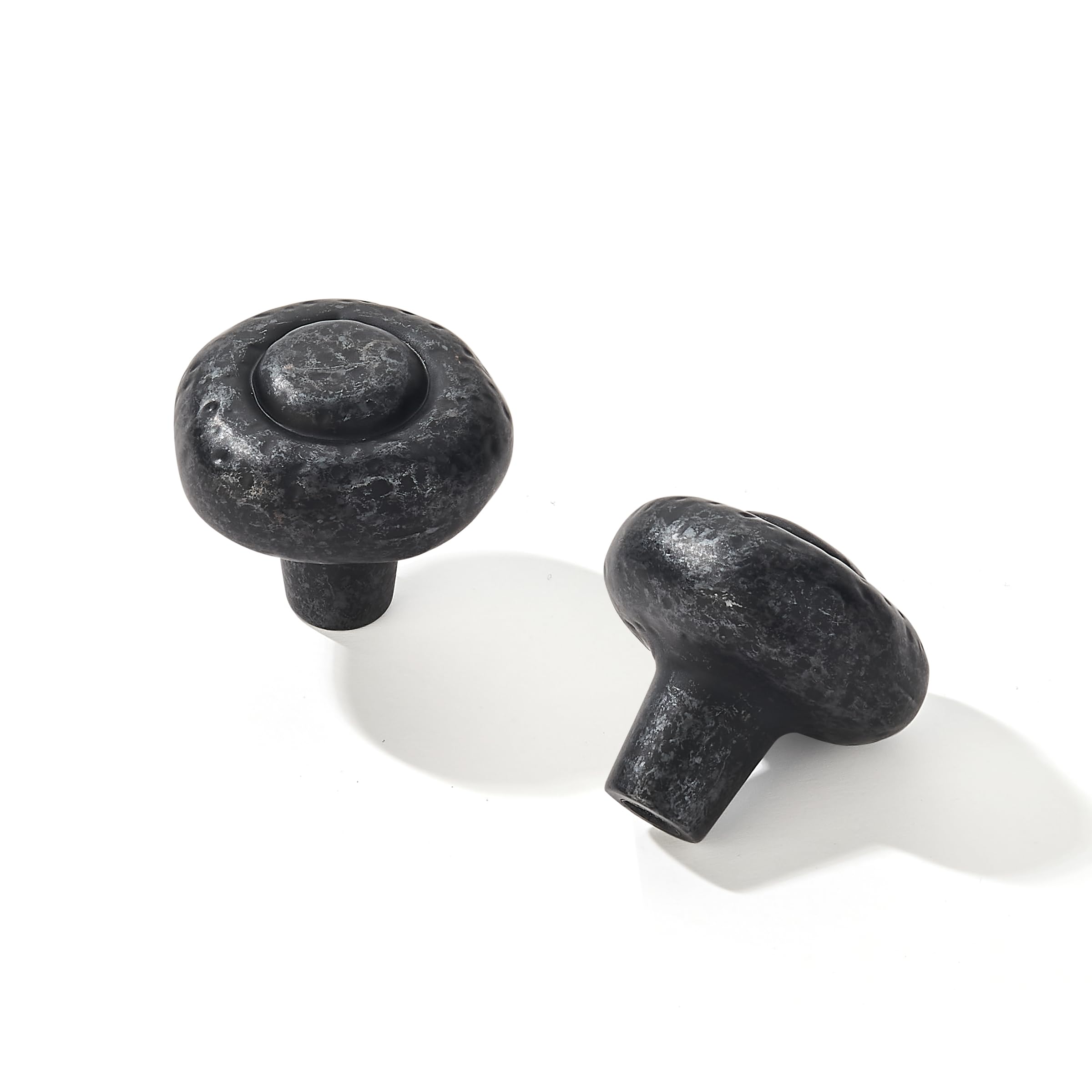 CABDM 10 Pack 1-1/4 Inch Rustic Cabinet Knobs Black Iron Vintage ...