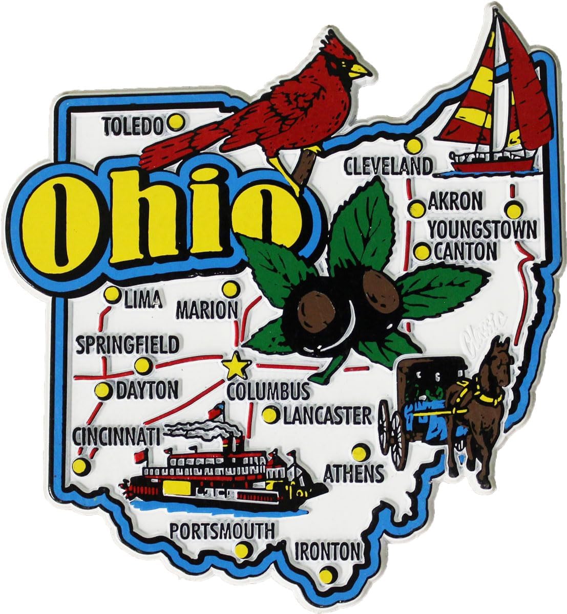 Amazon.com: Ohio State Outline Refrigerator Magnet, Approximate Size 3. ...