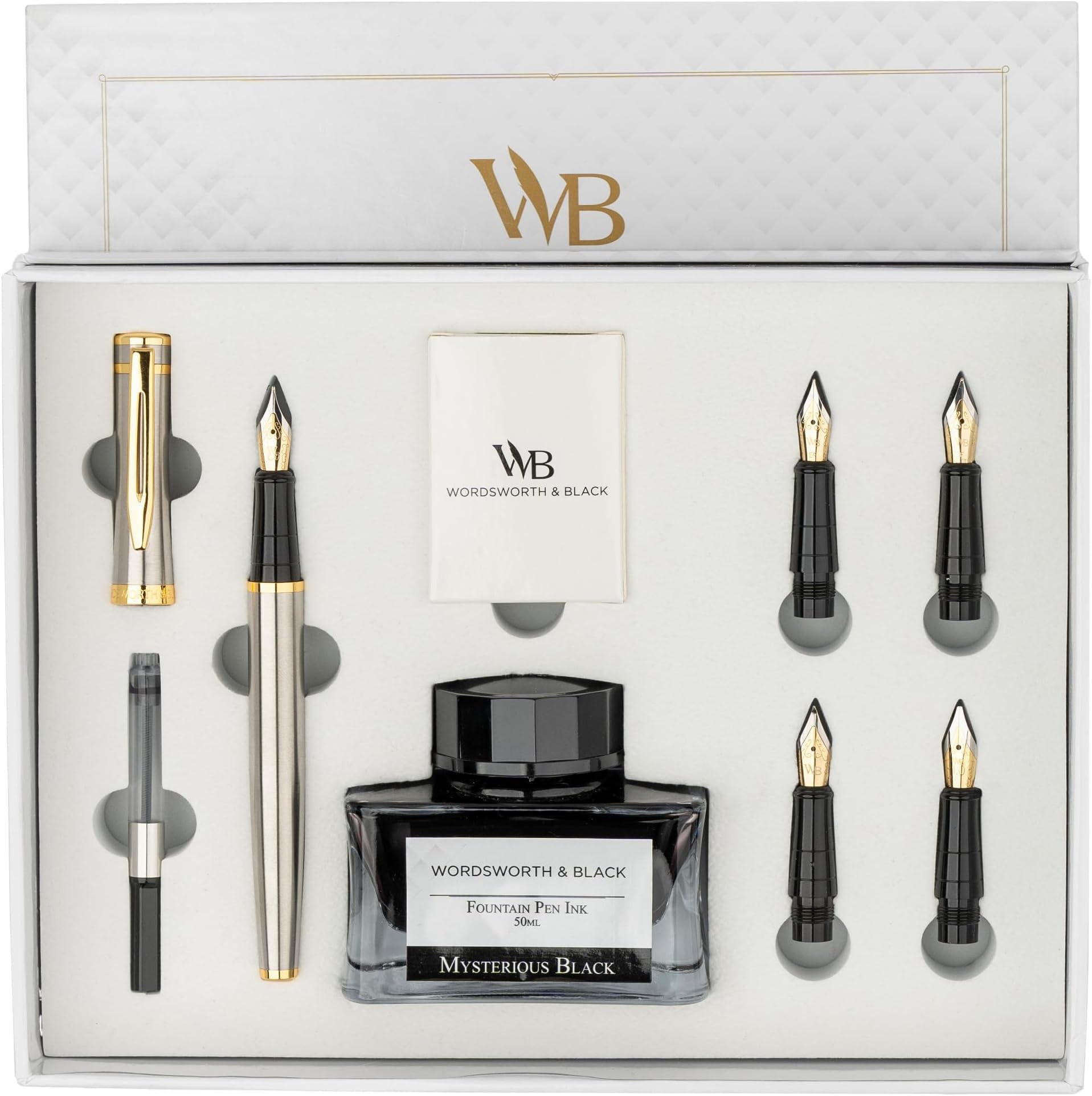 Wordsworth & Black Fountain Pen Gift Set, Includes Ink Bottle, 6 Ink ...